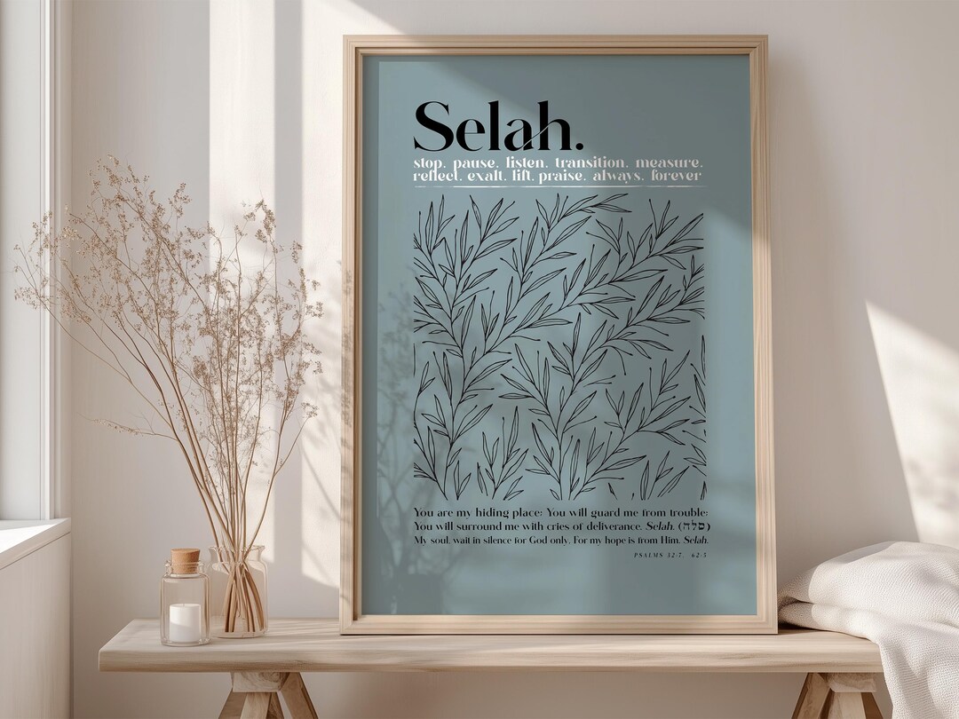 SELAH Printable Art, Selah HEBREW BIBLE Verse Wall Decor, Dusty Blue ...