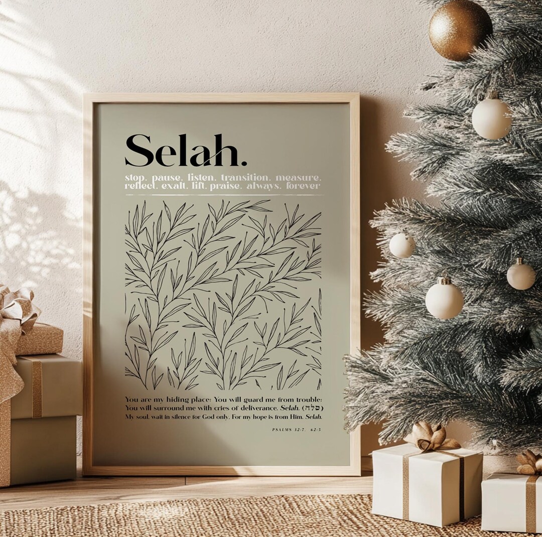 SELAH Wall Art, Selah HEBREW BIBLE Verse Wall Decor, Sage Green ...