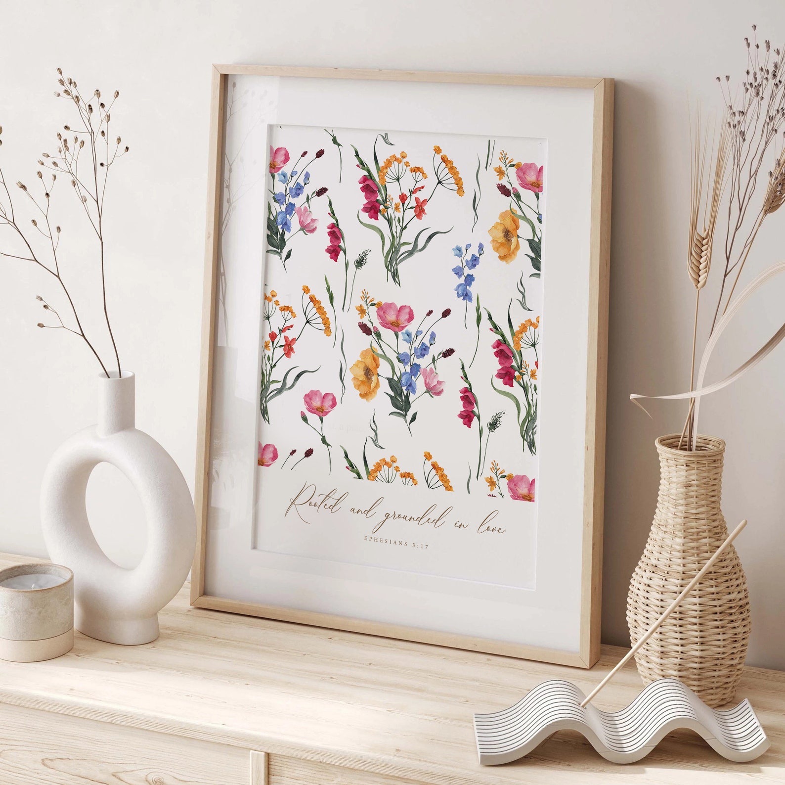 ROOTED and GROUNDED in Love Bible Verse PRINT Ephesians 3:17 Botanical ...