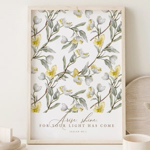 Arise Shine Floral Bible Verse Print: Christian Home Decor (digital ...
