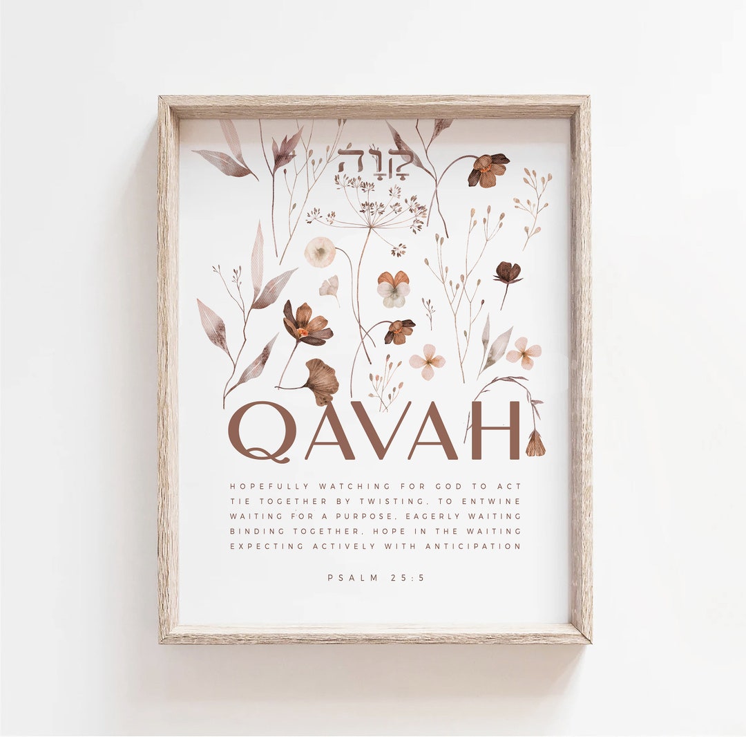 QAVAH Wall Art, Qavah HEBREW Meaning Bible Verse Printable Art, PSALM ...