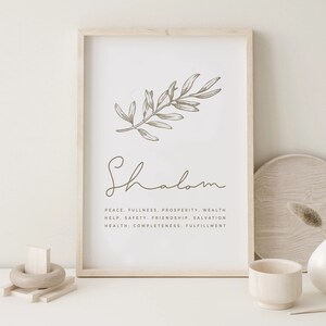 Shalom Minimalist Printable Wall Art, HEBREW Definition of Shalom/peace ...
