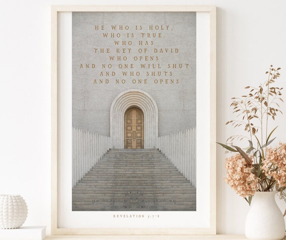 Revelation 3:7-8 Door Print KEY OF DAVID Who Opens and No One - Etsy