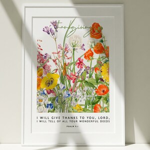 THANKSGIVING Bible Verse PRINT | Psalm 9:1- I Will Give Thanks to You ...