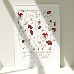Shalom Hebrew Definition Art: Red Field Flowers Print (digital Download ...