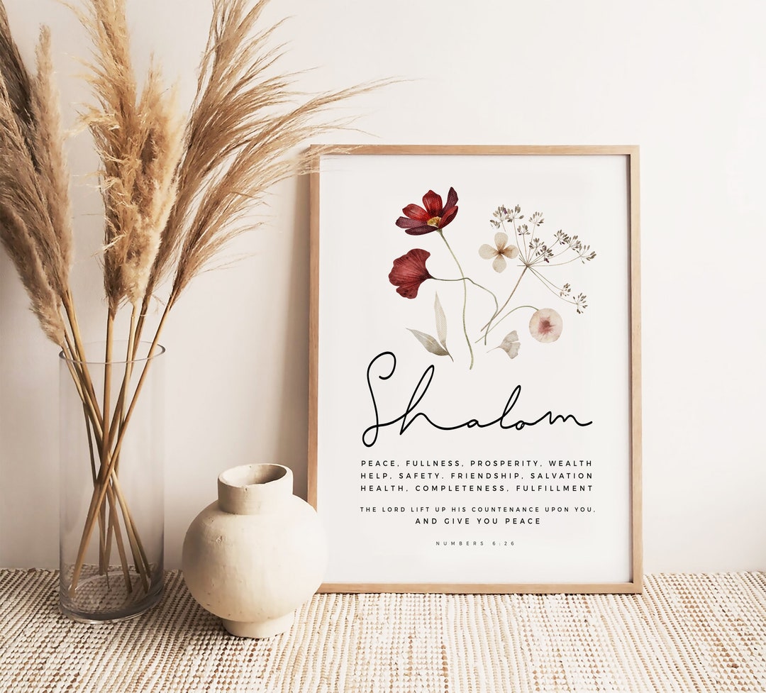 SHALOM Wall Art Printable, Aarons Blessing Numbers 6, HEBREW Definition ...