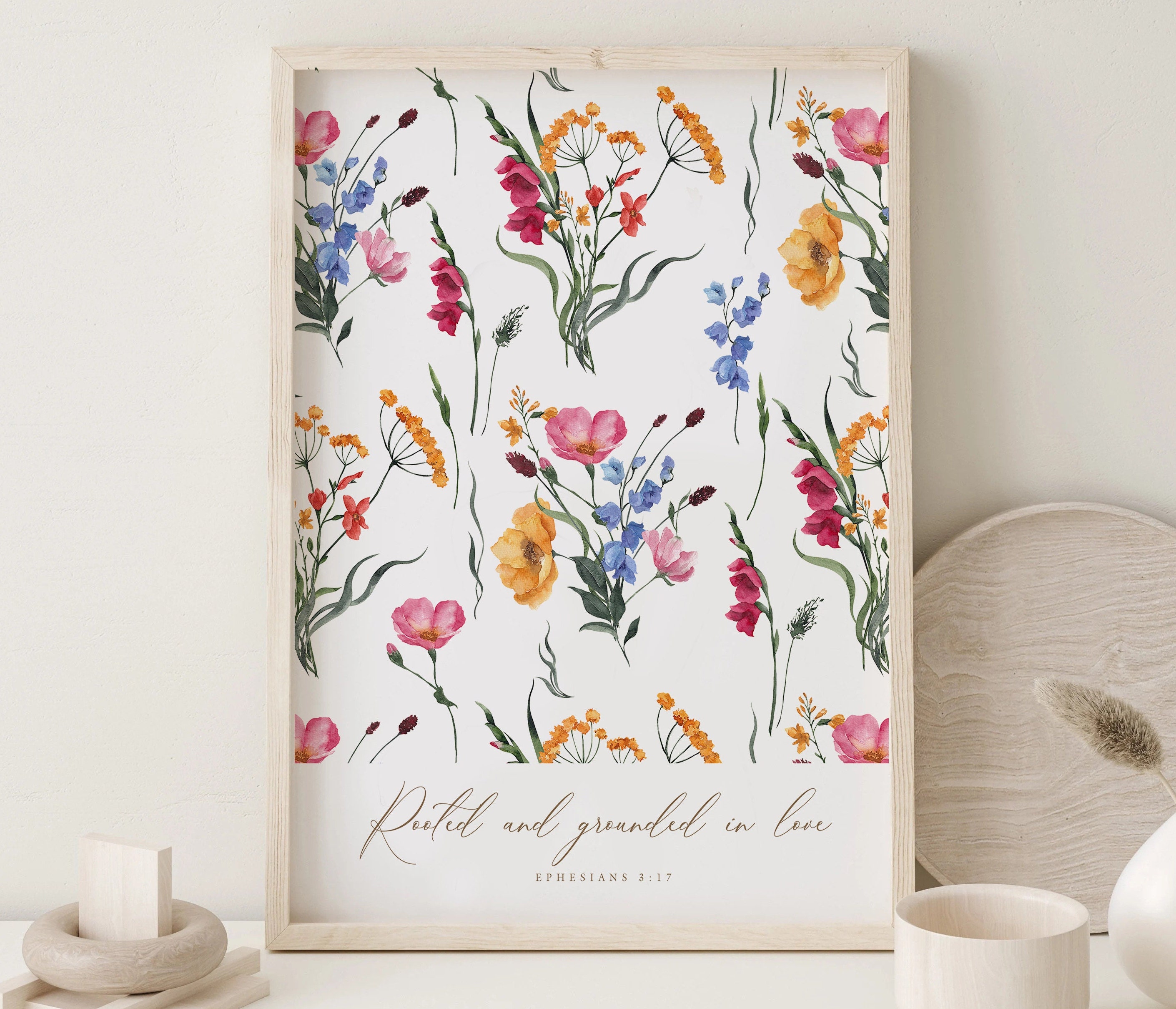 ROOTED and GROUNDED in Love Bible Verse PRINT Ephesians 3:17 Botanical ...