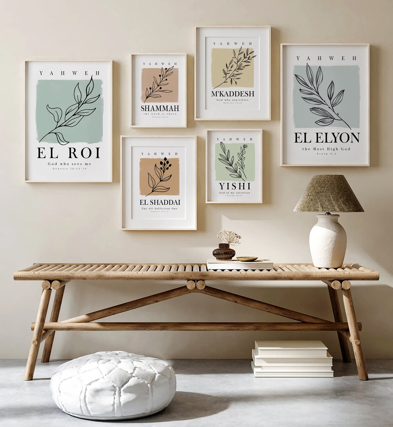 Set of 6 Printable Names of God Wall Art Bible Verse - Etsy