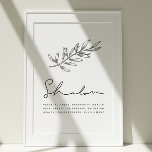 Shalom Hebrew Definition Print: Olive Branch Wall Art (digital Download ...