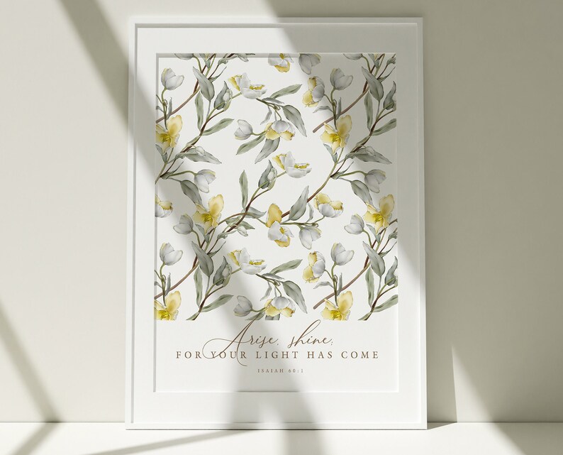 Arise Shine Floral Bible Verse Print: Christian Home Decor (digital ...