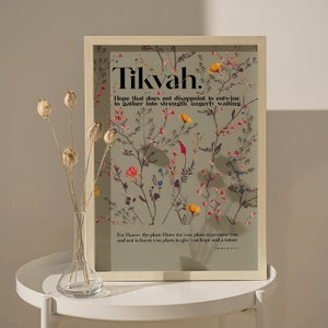 TIKVAH Minimalist Wall Art, HOPE Bible Verse Hebrew Definition Print ...