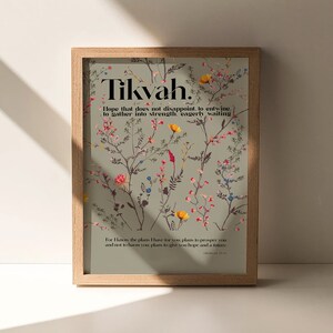 TIKVAH Minimalist Wall Art, HOPE Bible Verse Hebrew Definition Print ...