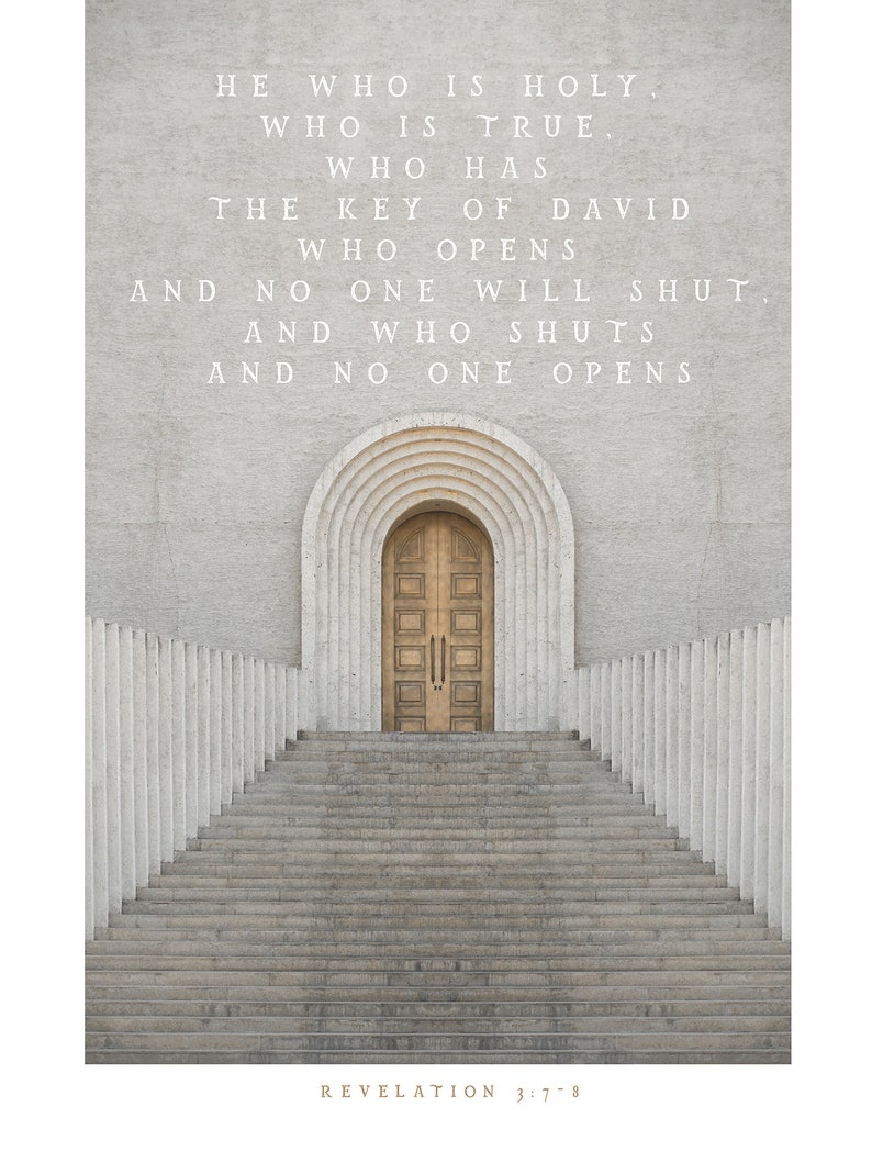 Revelation 3:7-8 Door Print KEY OF DAVID, Who Opens and No One Will ...