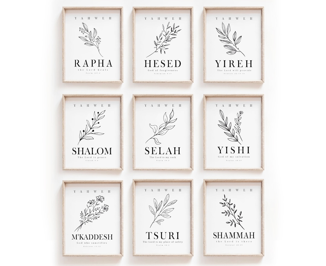 Hebrew Names of God Art Prints: Minimalist Bible Verse Gallery (digital ...