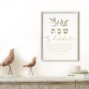 SHABBAT SHALOM Wall Art, SABBATH Blessing Meanning Print, Exodus 31:13 ...