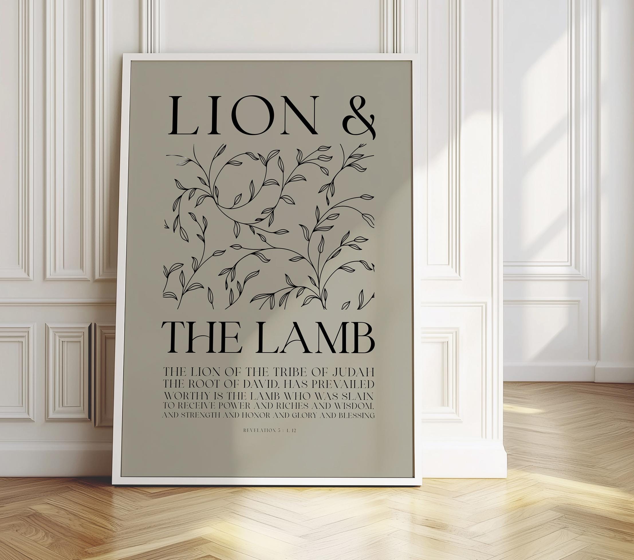 Lion and Lamb Bible Verse Art Print: Christian Revelation (digital ...