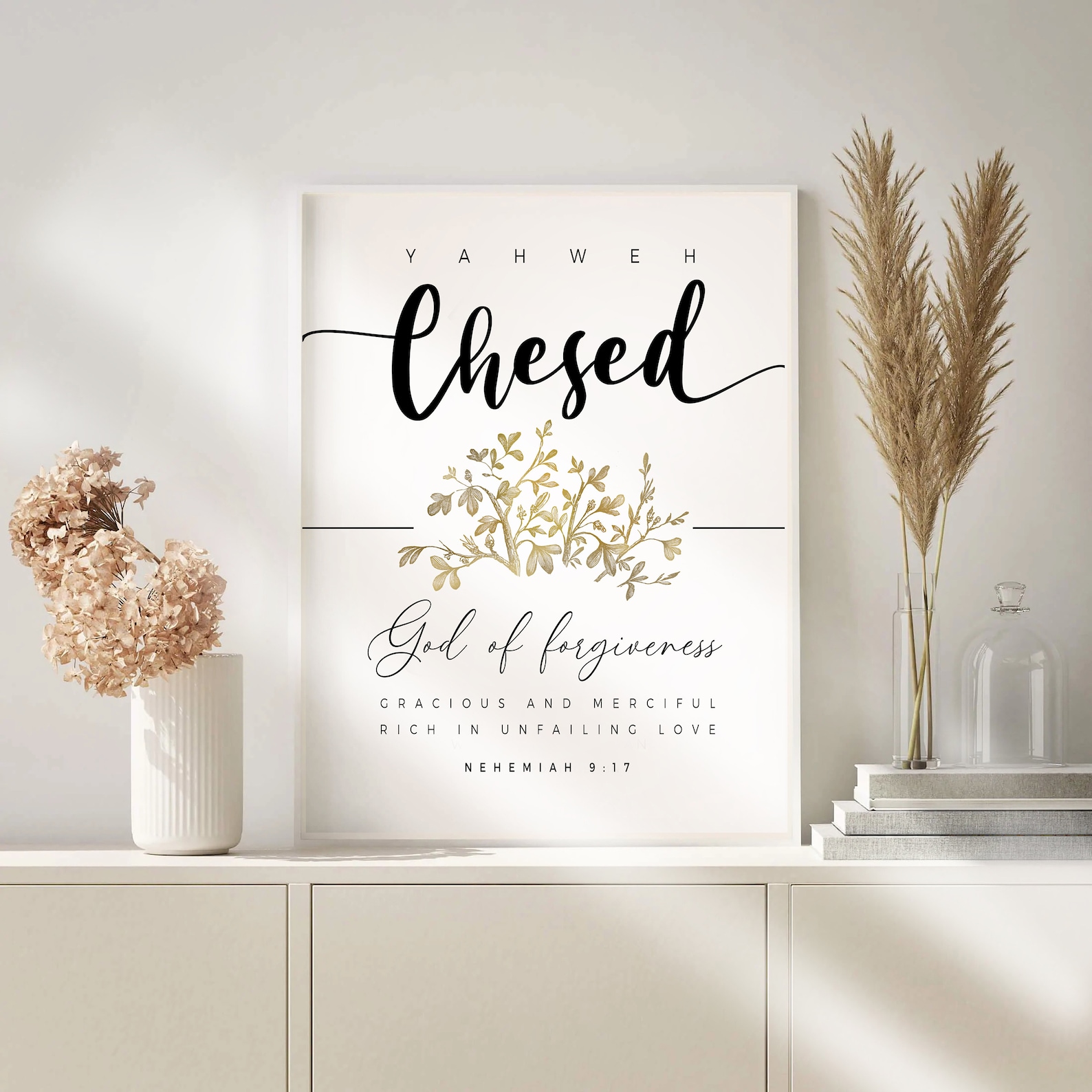 YAHWEH CHESED Hebrew Name of God Wall Art, Nehemiah 9:17-god of ...