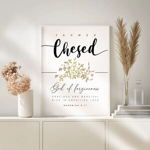 YAHWEH CHESED Wall Art: God of Forgiveness Print, Hebrew Names of God ...