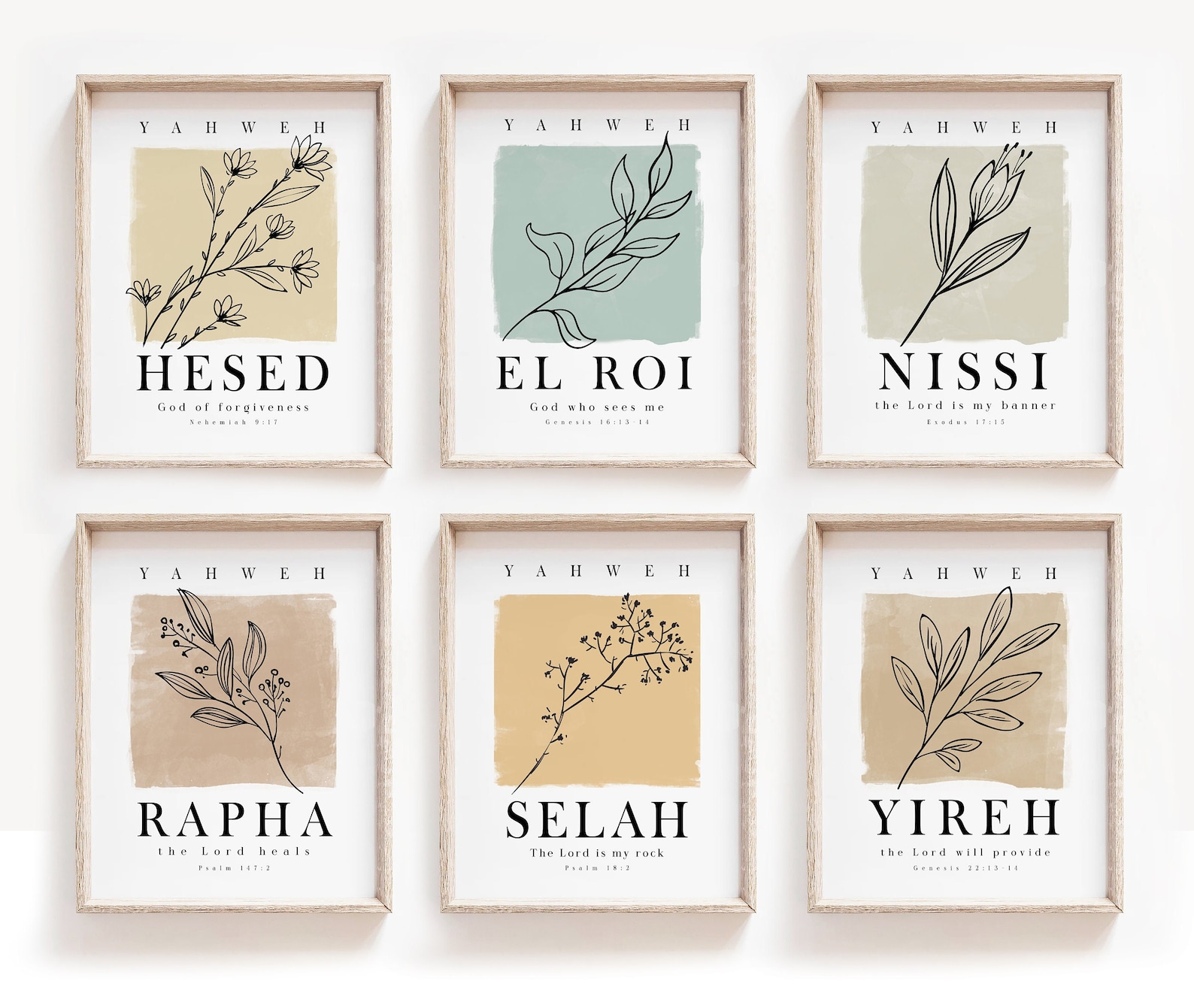 Names of God Wall Art Prints: Hebrew Bible Verse (digital Download) - Etsy