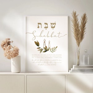SHABBAT SHALOM Lighting Shabbat Candles Wall Art, Blessing for Sabbath ...