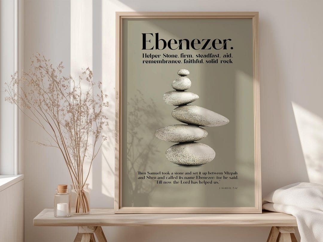 Ebenezer Stone Print: Sage Green Biblical Art (digital Download) - Etsy