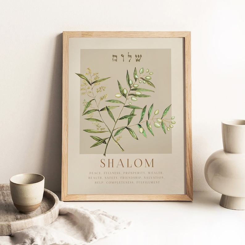Shalom Olive Branch Print: Hebrew Definition Wall Art (digital Download ...