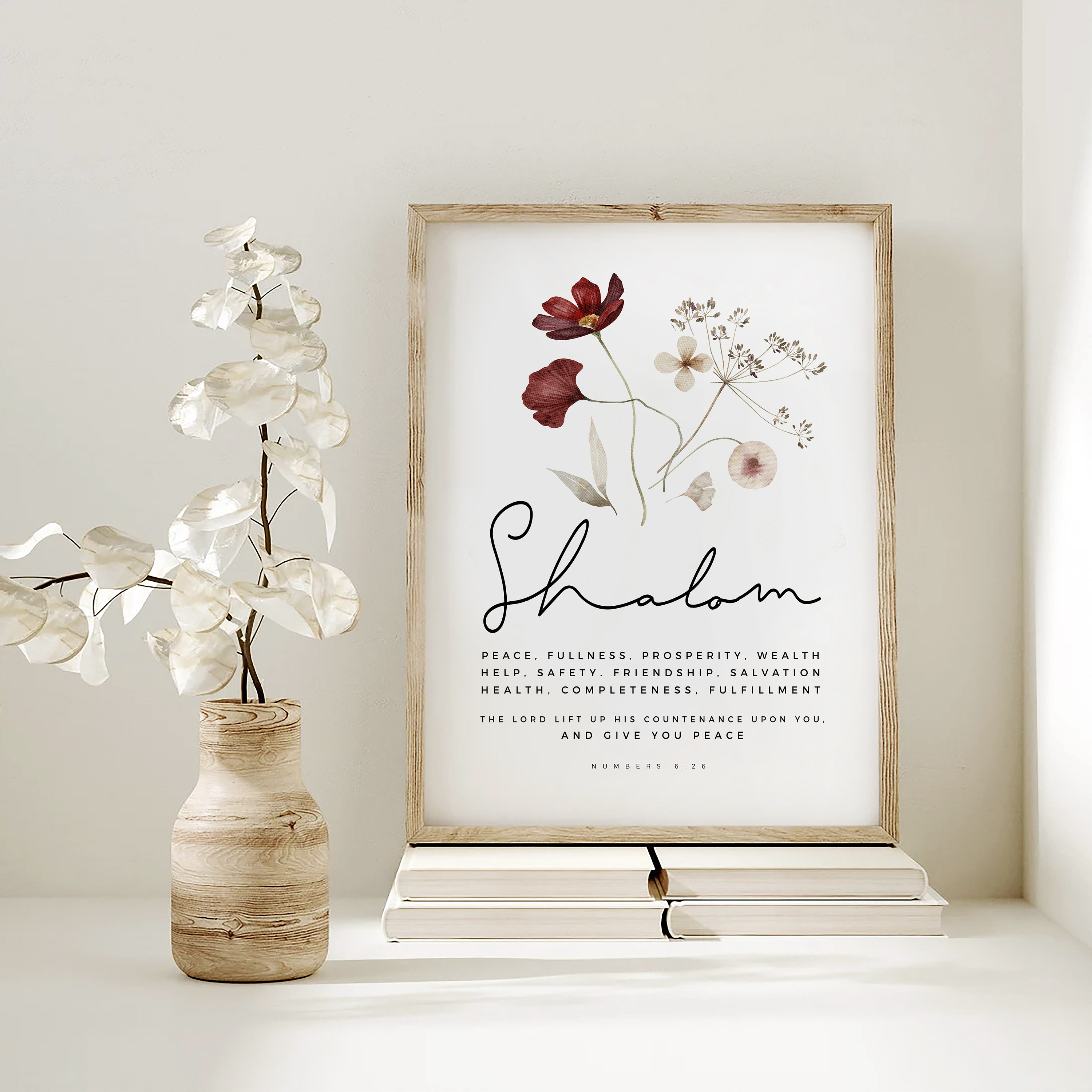 SHALOM Wall Art Printable Aarons Blessing Numbers 6 HEBREW - Etsy