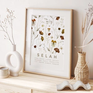 Selah Definition Print: Autumn Floral Bible Verse Wall Art (digital ...