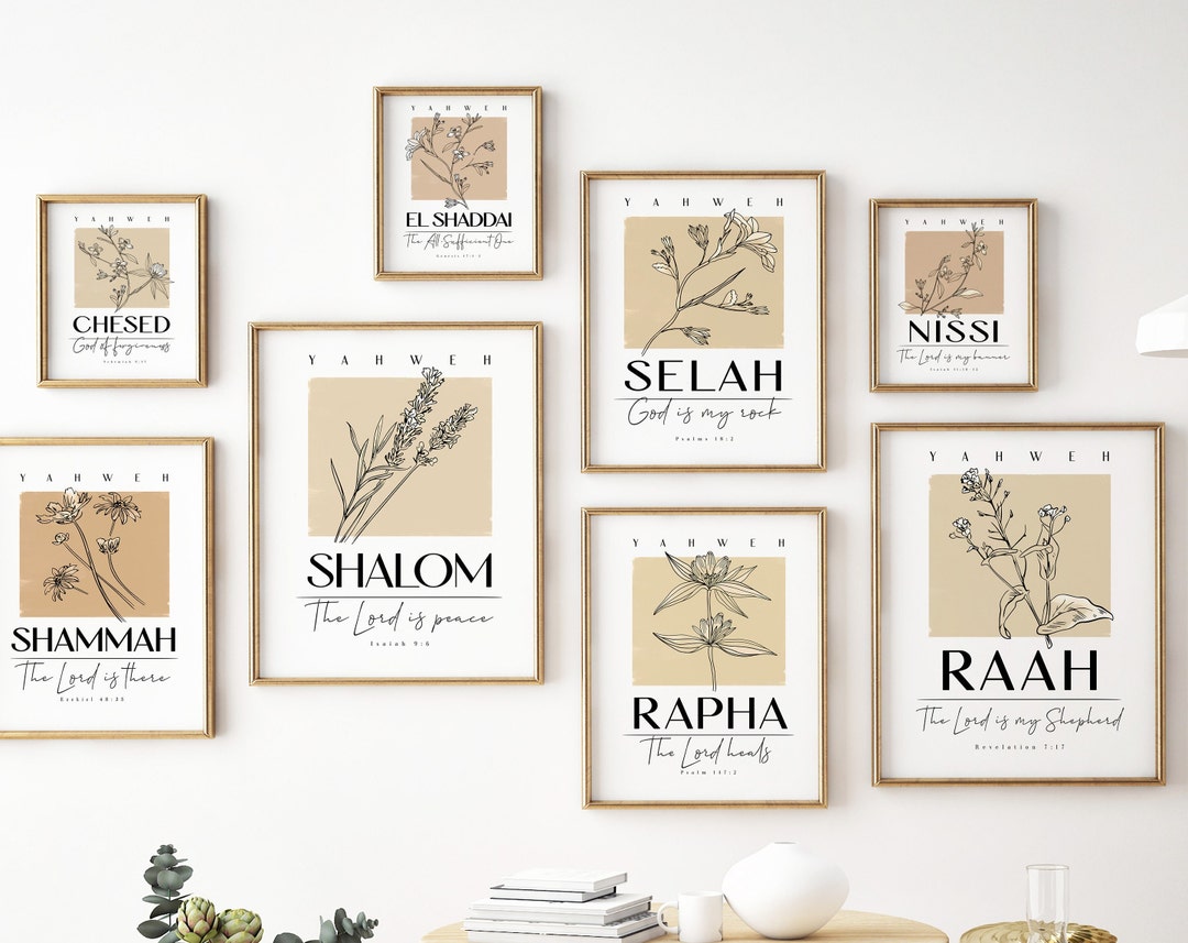 Hebrew Names for God Wall Art, 12 Names of God Printable Set, Yahweh ...