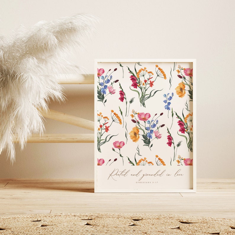 ROOTED and GROUNDED in Love Bible Verse PRINT Ephesians 3:17 Botanical ...