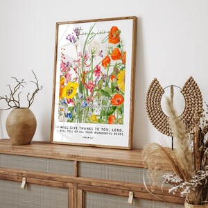 THANKSGIVING Bible Verse PRINT | Psalm 9:1- I Will Give Thanks to You ...