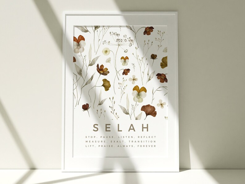 Selah Definition Print: Autumn Floral Bible Verse Wall Art (digital ...
