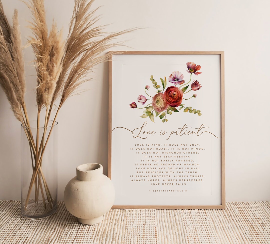 Love is Patient, Love is Kind Bible Verse Printable, 1 Corinthians 13:4 ...