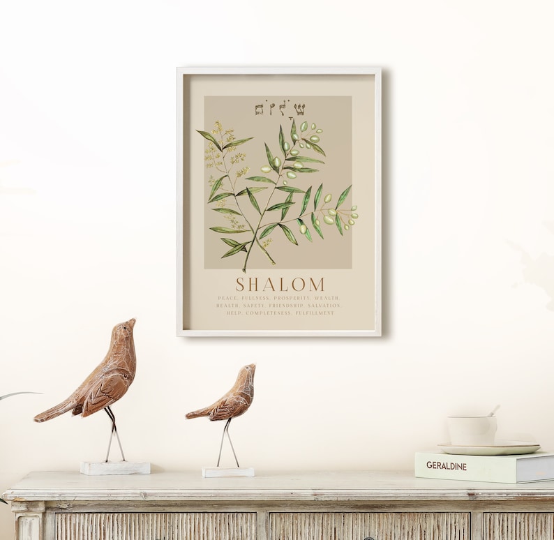 Shalom Olive Branch Print: Hebrew Definition Wall Art (digital Download ...