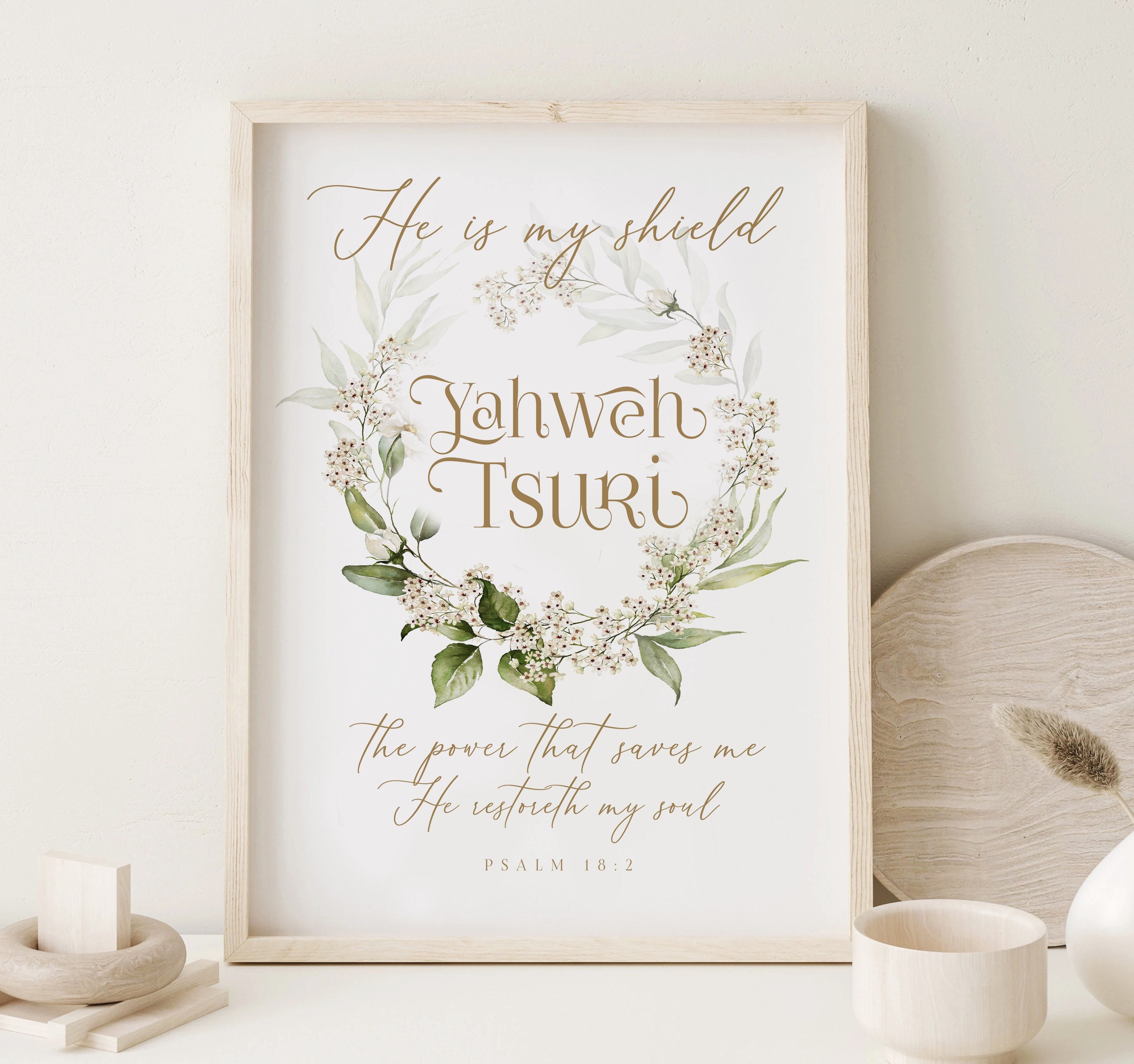 YAWHEH TSURI -the Lord is My Rock Printable Wall Art, Psalm 18:2 ...