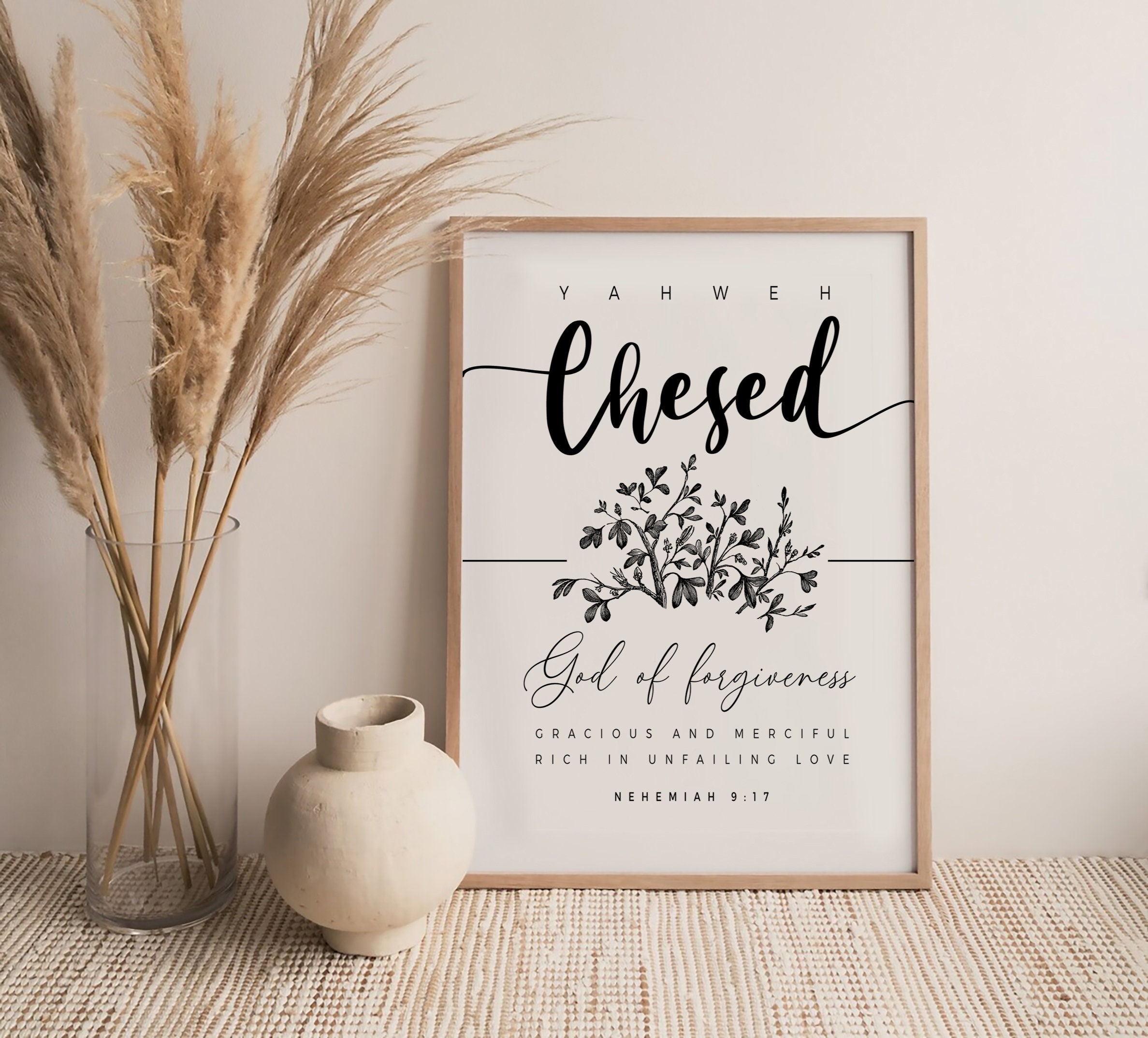 YAHWEH CHESED Hebrew Name of God Wall Art, Nehemiah 9:17-god of ...