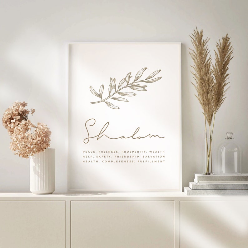 Shalom Minimalist Printable Wall Art, HEBREW Definition of Shalom/peace ...