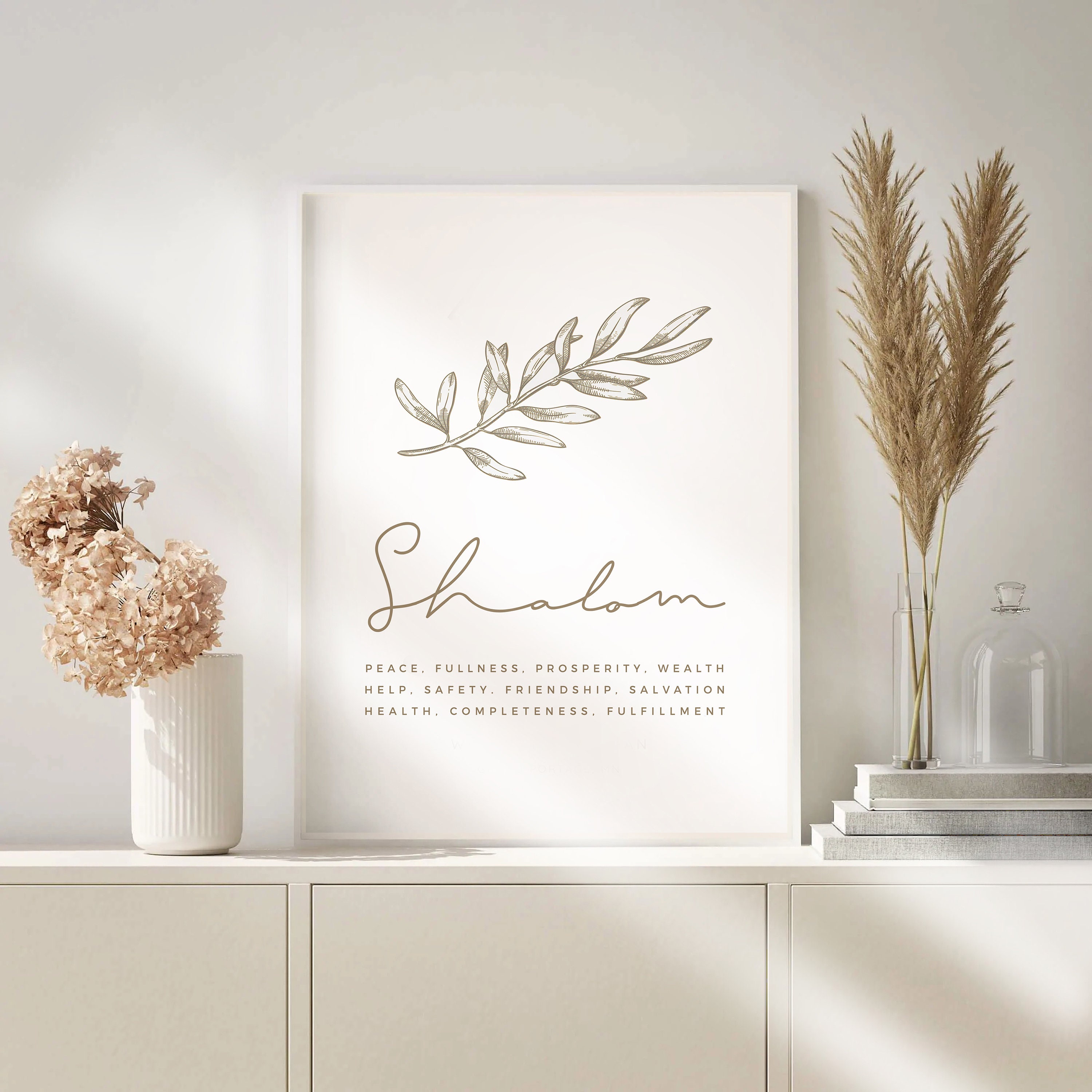 Shalom Minimalist Printable Wall Art, HEBREW Definition of Shalom/peace ...