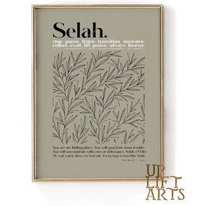 SELAH Wall Art, Selah HEBREW BIBLE Verse Wall Decor, Sage Green ...