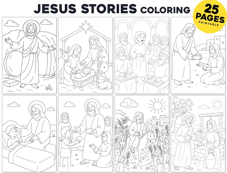 Jesus Coloring Pages for Kids: 25 Printable Coloring Pages With Jesus ...