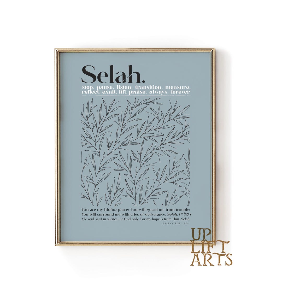 SELAH Printable Art, Selah HEBREW BIBLE Verse Wall Decor, Dusty Blue ...
