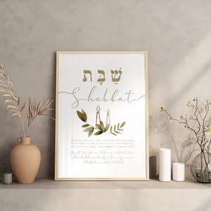 SHABBAT SHALOM Lighting Shabbat Candles Wall Art, Blessing for Sabbath ...