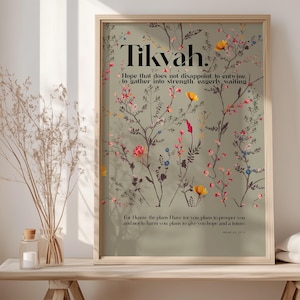 TIKVAH Minimalist Wall Art, HOPE Bible Verse Hebrew Definition Print ...