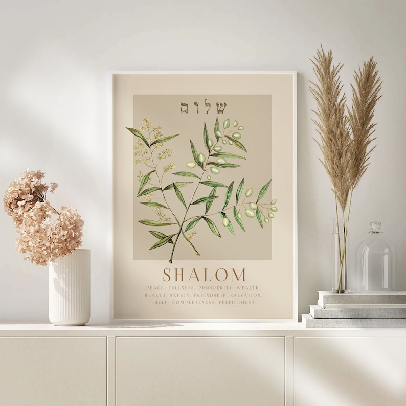 Shalom Olive Branch Print: Hebrew Definition Wall Art (digital Download ...