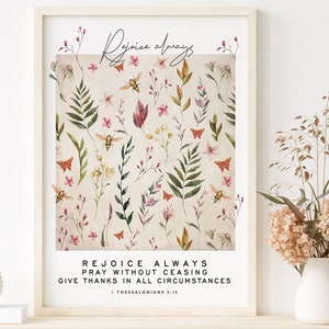 REJOICE ALWAYS | 1 Thessalonians 5:16, Botanical Christian Wall Art ...