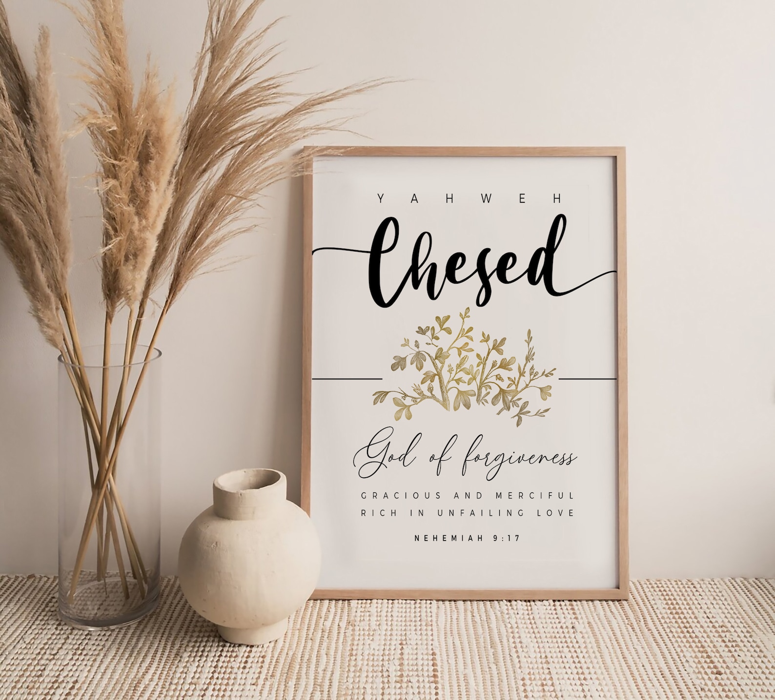 YAHWEH CHESED Hebrew Name of God Wall Art, Nehemiah 9:17-god of ...