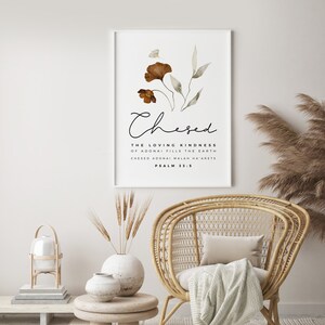 CHESED Hebrew Minimalist Print, Psalm 33:5 Loving Kindness Hebrew ...