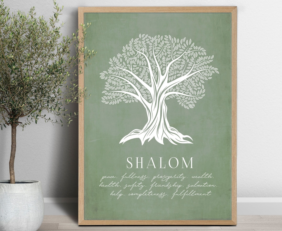 Shalom Olive Tree Print: Hebrew Definition, Jewish Art (digital ...