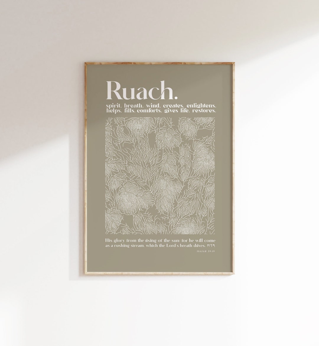 RUACH Holy Spirit Minimalist Wall Art, Spirit of God, Breath, Wind ...