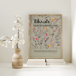 TIKVAH Minimalist Wall Art, HOPE Bible Verse Hebrew Definition Print ...